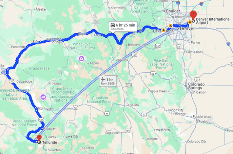 How Far Is Telluride From Denver